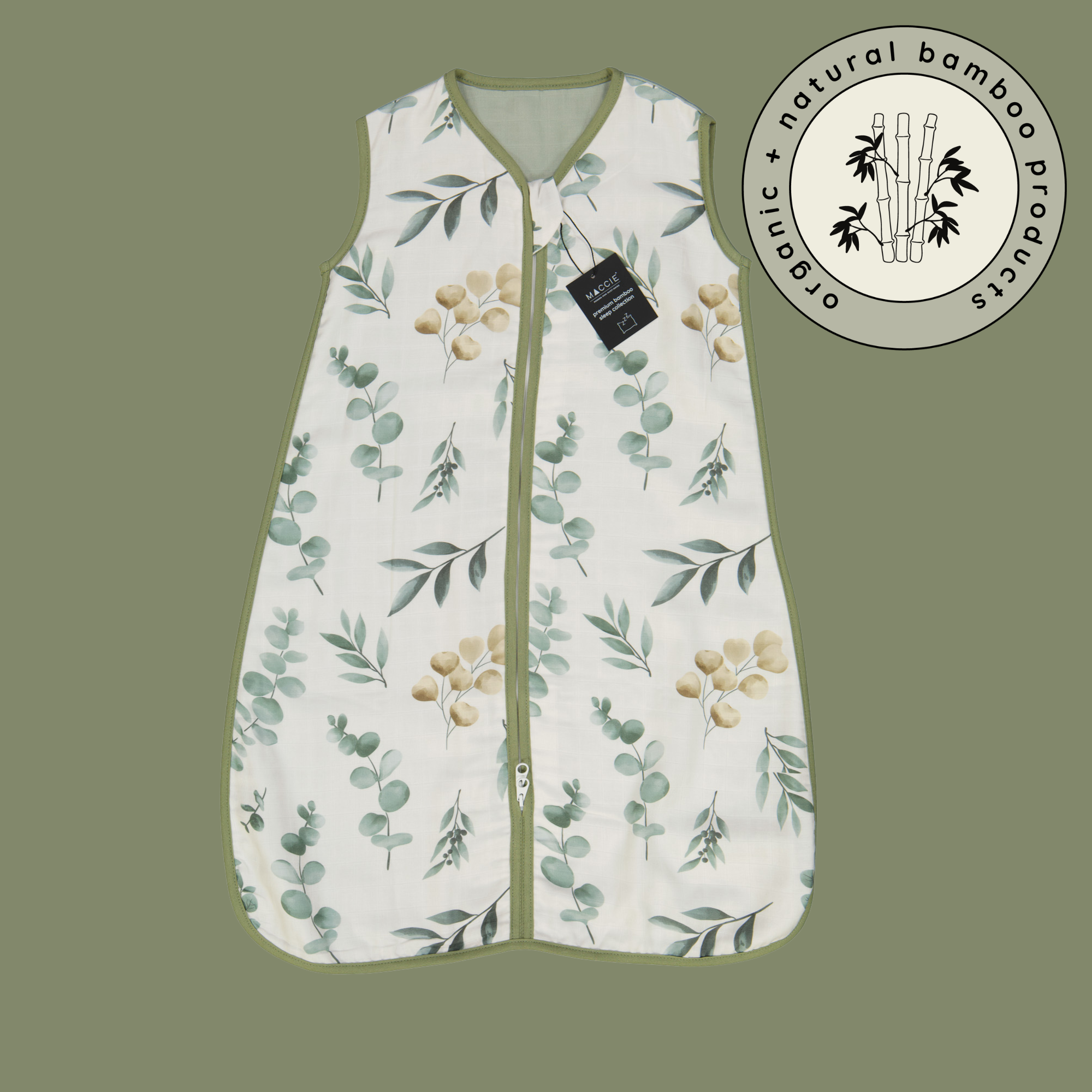 1.0 TOG bamboo muslin summer sleep sack | green leaves +sage – MACCIE