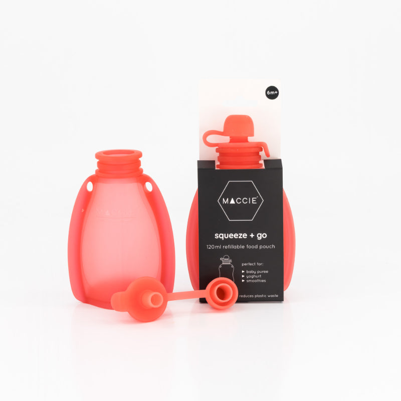 squeeze + go refillable food pouch | raspberry pink – MACCIE