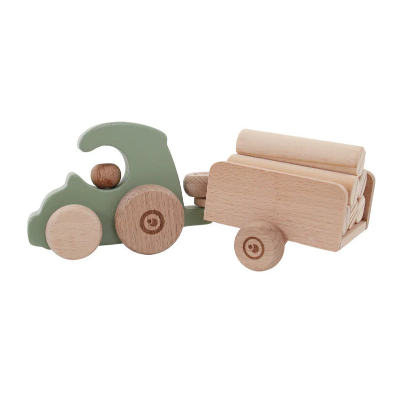 wooden push car by GROW BABY l tractor with trailer – MACCIE